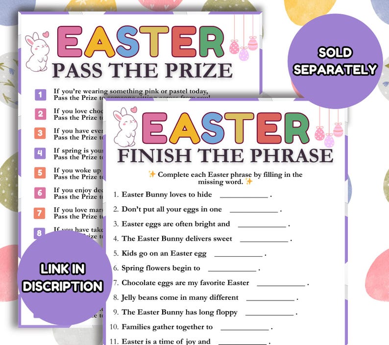 Easter Finish the Phrase Game, Finish My Phrase, Printable Word Games ...