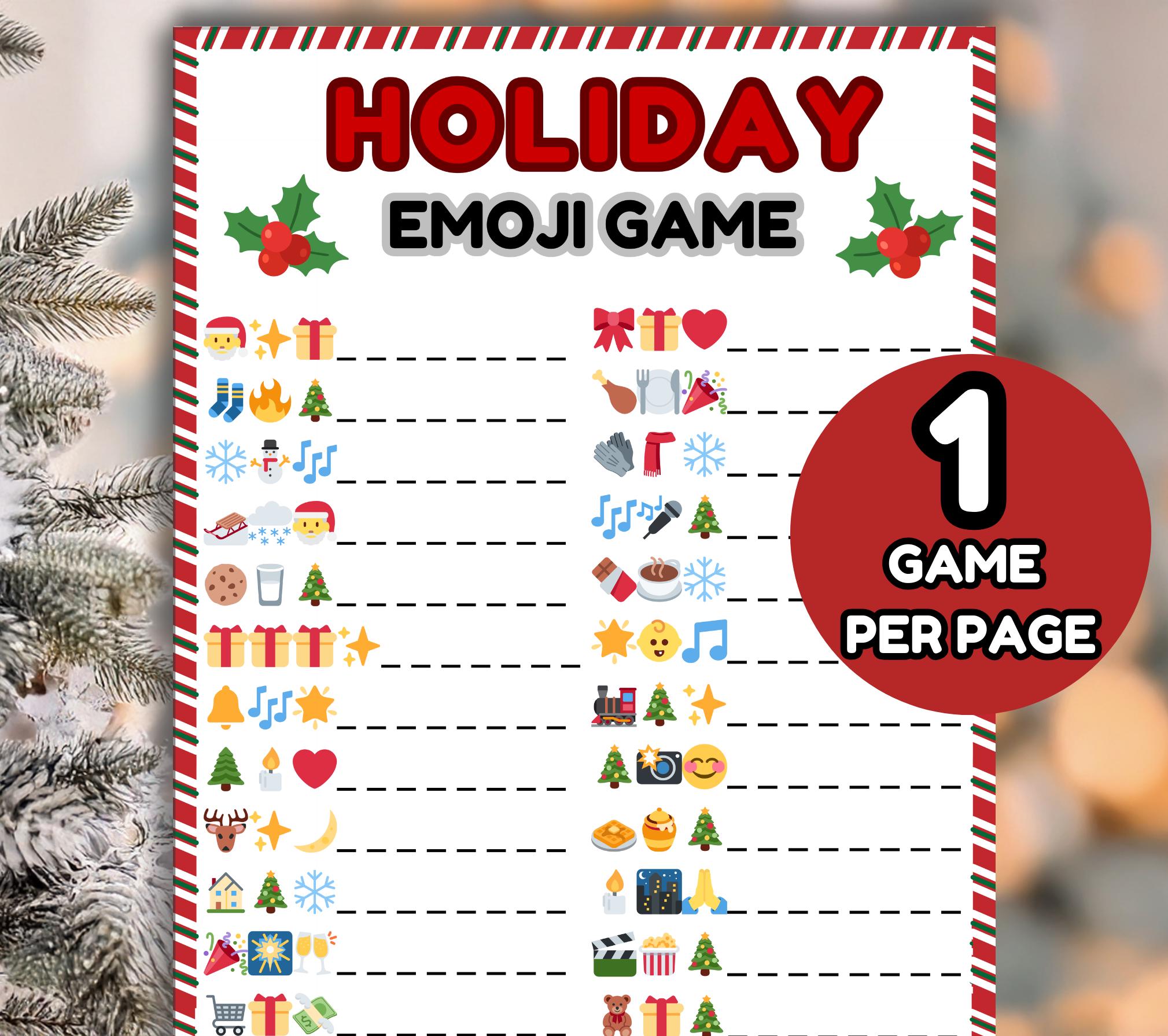 Holiday Emoji Game Printable, Trivia Xmas Answer Key Christmas Emoji ...