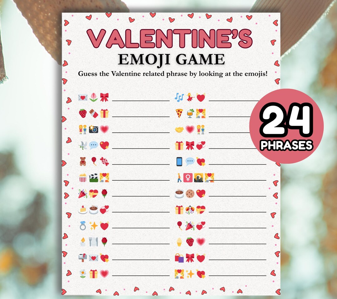 Valentine Emoji Game Printable With Answers, Galentine’s Day Party Quiz ...