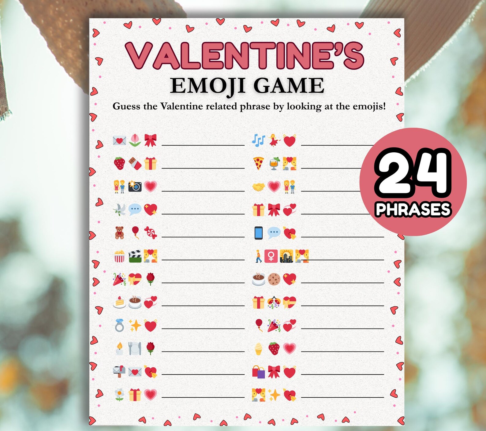 Valentine Emoji Game Printable With Answers, Galentine’s Day Party Quiz ...