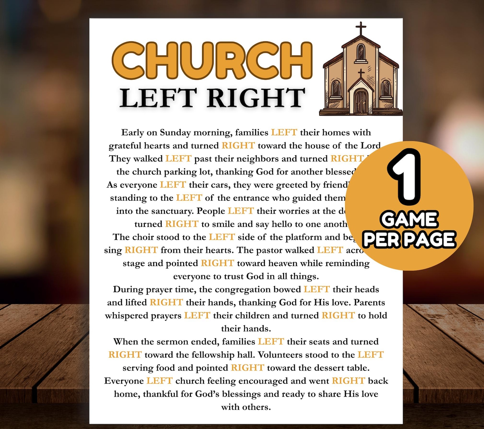 The Church Community Left Right Game, Fun Games for Church, Church ...