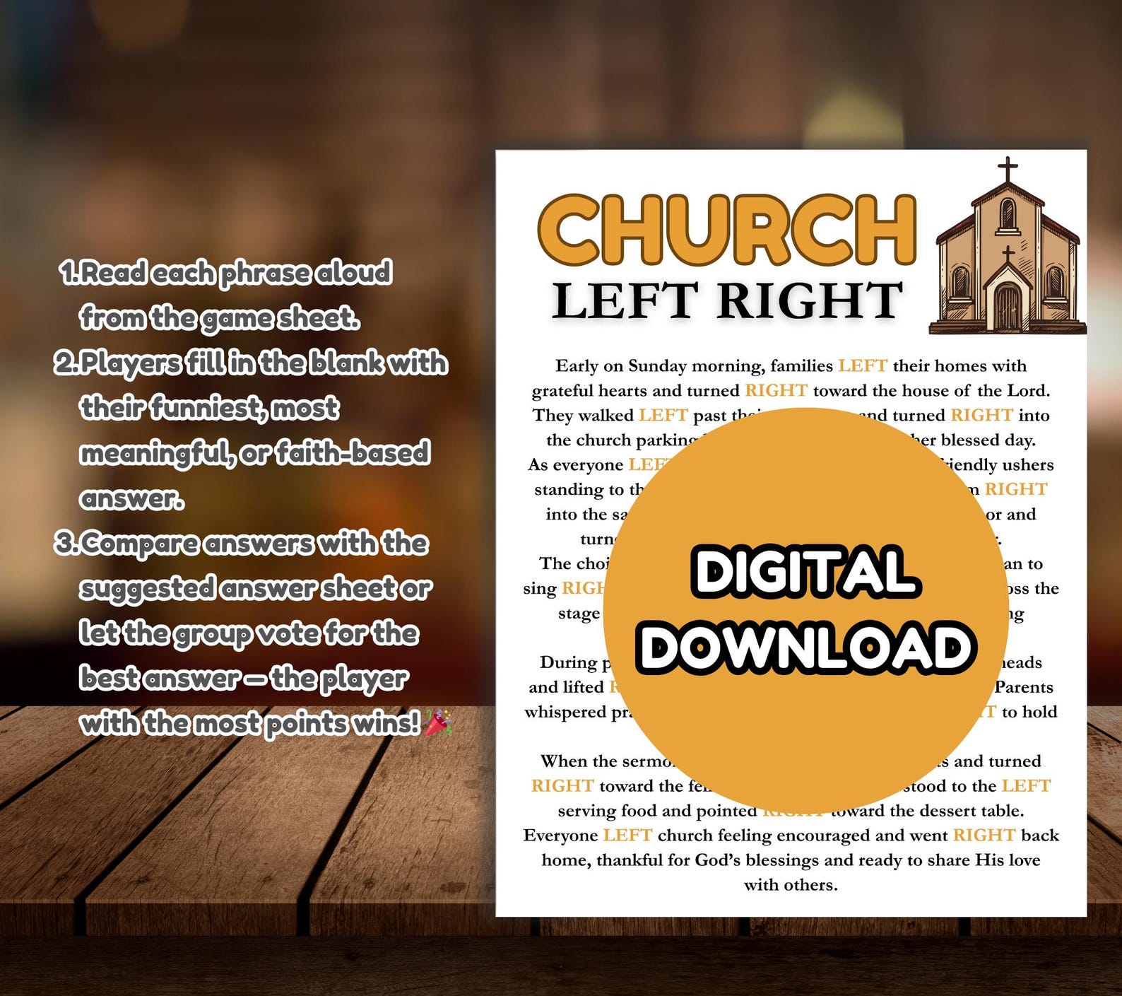 The Church Community Left Right Game, Fun Games for Church, Church ...