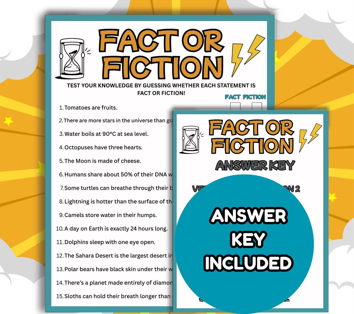 Fact or Fiction True or False Game Question Game for Senior Adults Teen ...