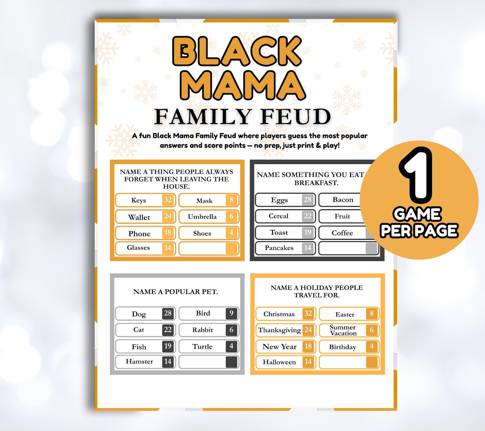 Black Mama Family Feud Game, Fun Black Family Reunion Game, Icebreaker ...