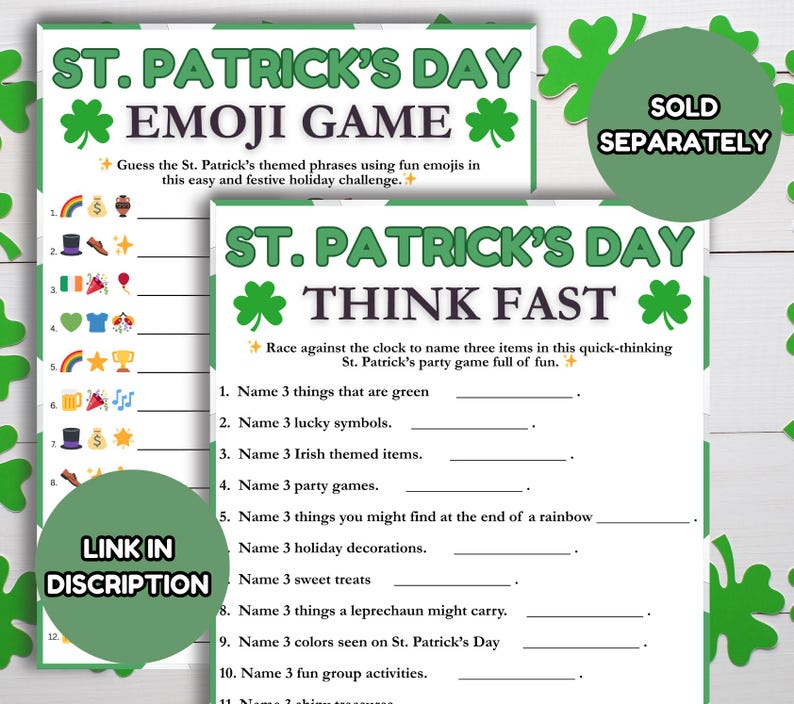 St Patricks Day Emoji Pictionary Game, St Patricks Day Games, St ...