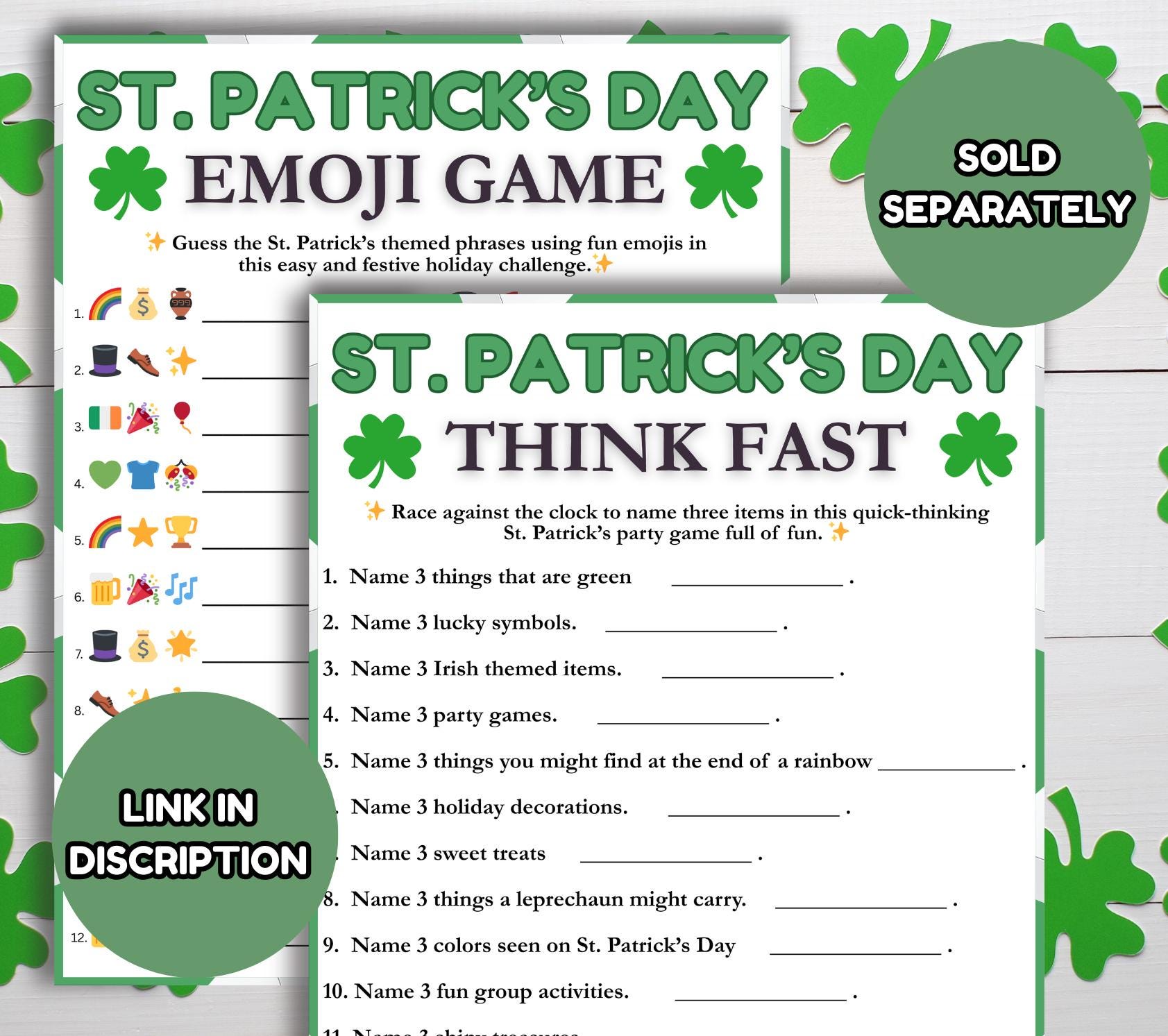 St Patricks Day Emoji Pictionary Game, St Patricks Day Games, St ...