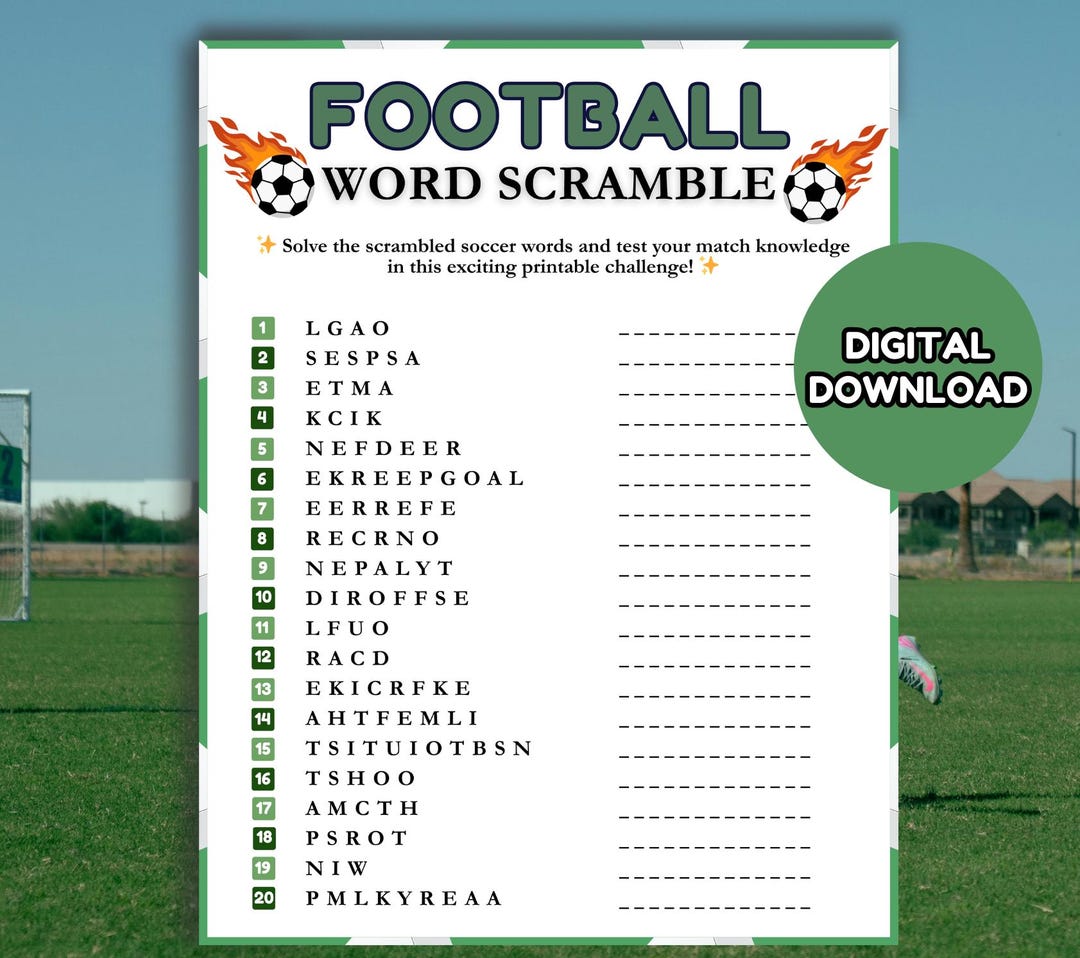 Football Word Scramble, Printable Football Word Scramble, Football ...