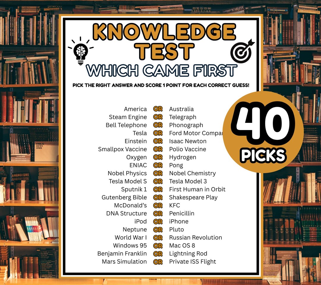 Knowledge Test Which Came First Trivia Game, Printable Trivia Sheets ...