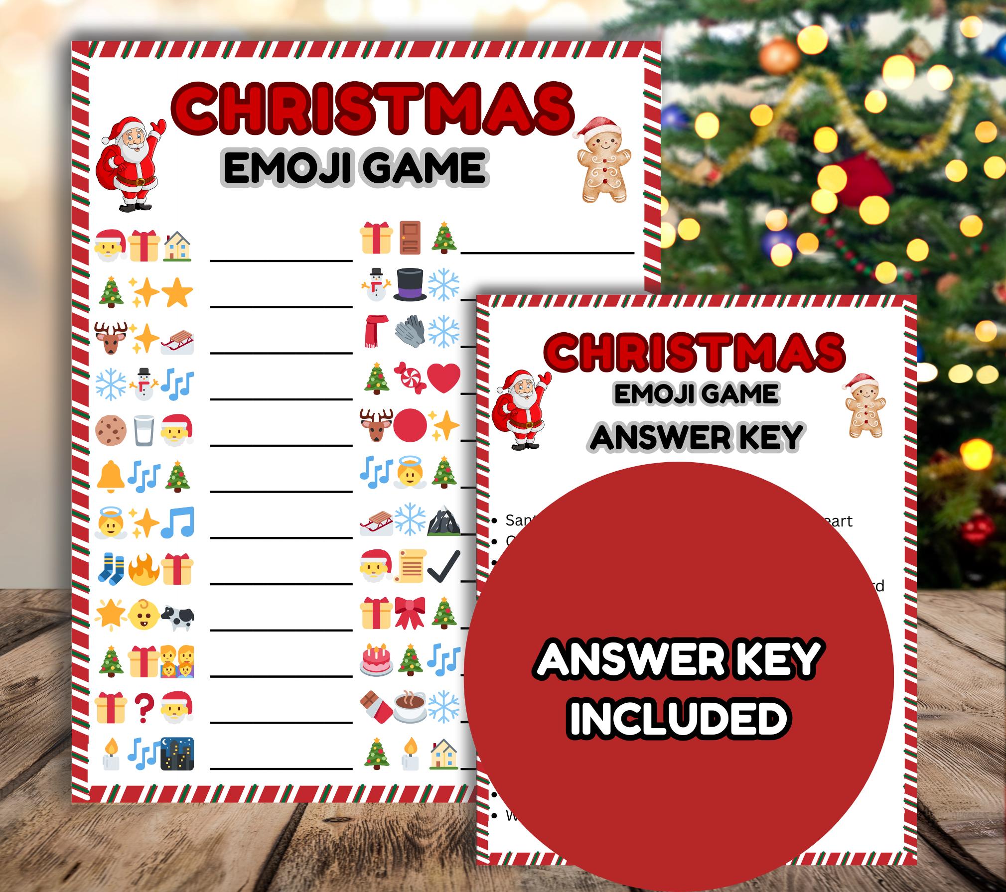 Christmas Emoji Game Printable, Quiz Printable Pictionary Emoji Game ...