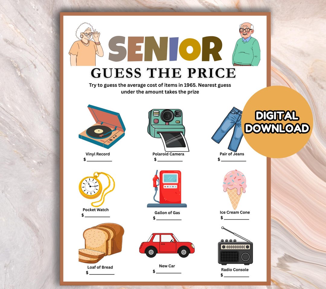 Games for Seniors Guess the Price, Games for Senior Citizens, Elderly ...