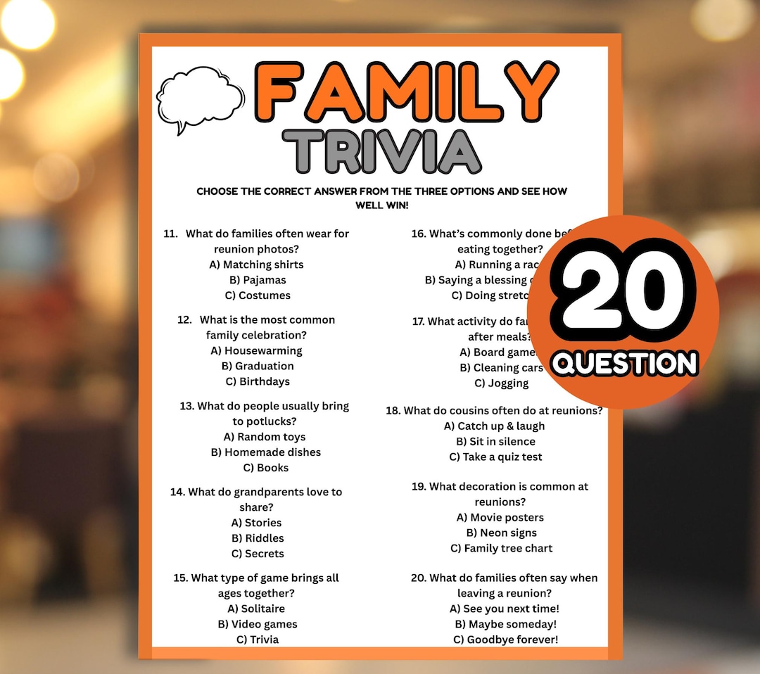 Family Reunion Trivia Questions Multiple Choice Easy Trivia Download ...
