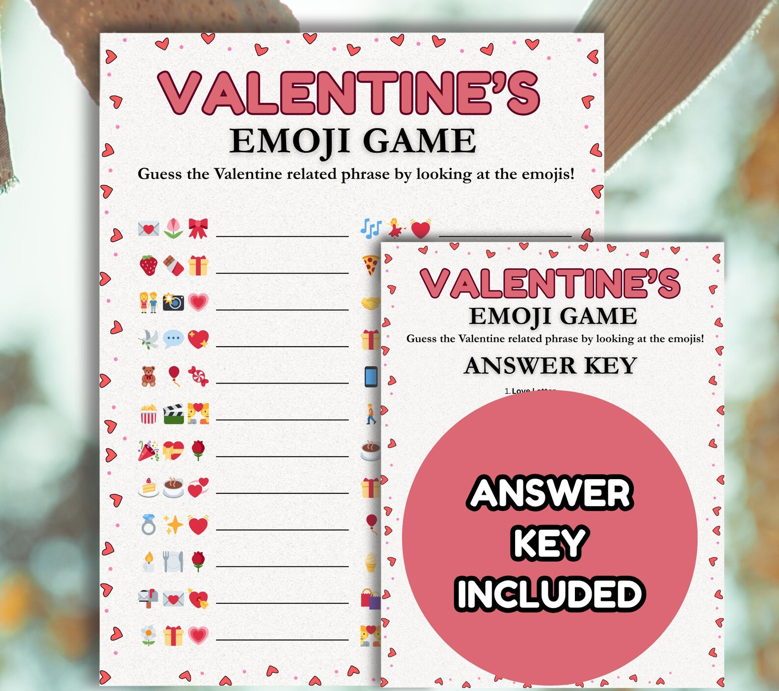 Valentine Emoji Game Printable With Answers, Galentine’s Day Party Quiz ...