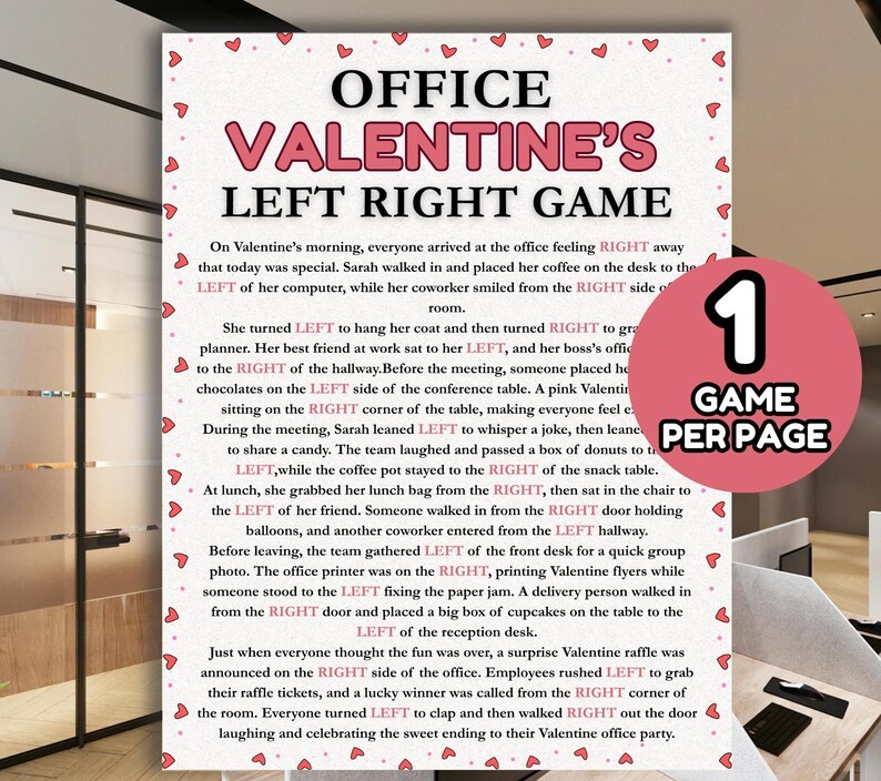 Valentine's Office Left Right Game, Coworker Valentines Pass the Gift ...