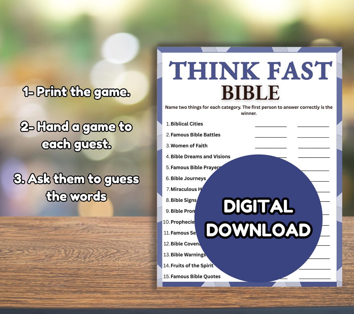 Bible Think Fast Game Printable, Quick Intermediate Christian Games ...