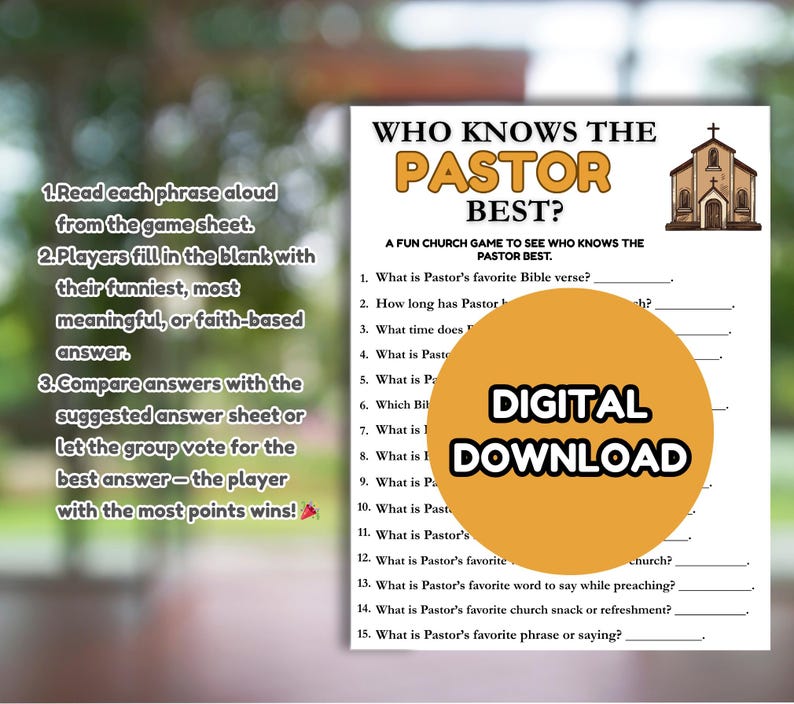 Who Knows the Pastor Best Game, Fun Church Trivia for Adults and Kids ...