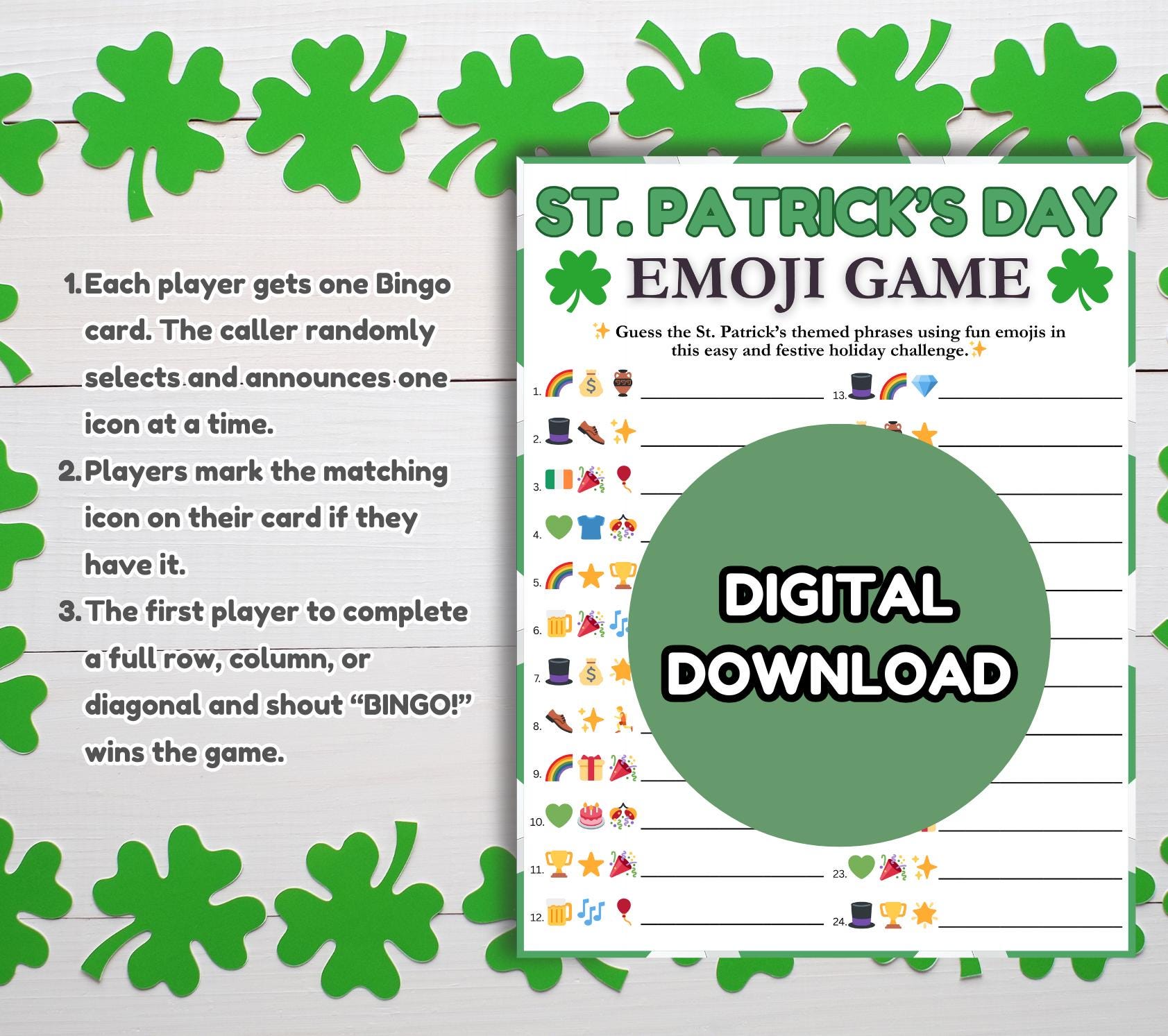 St Patricks Day Emoji Pictionary Game, St Patricks Day Games, St ...