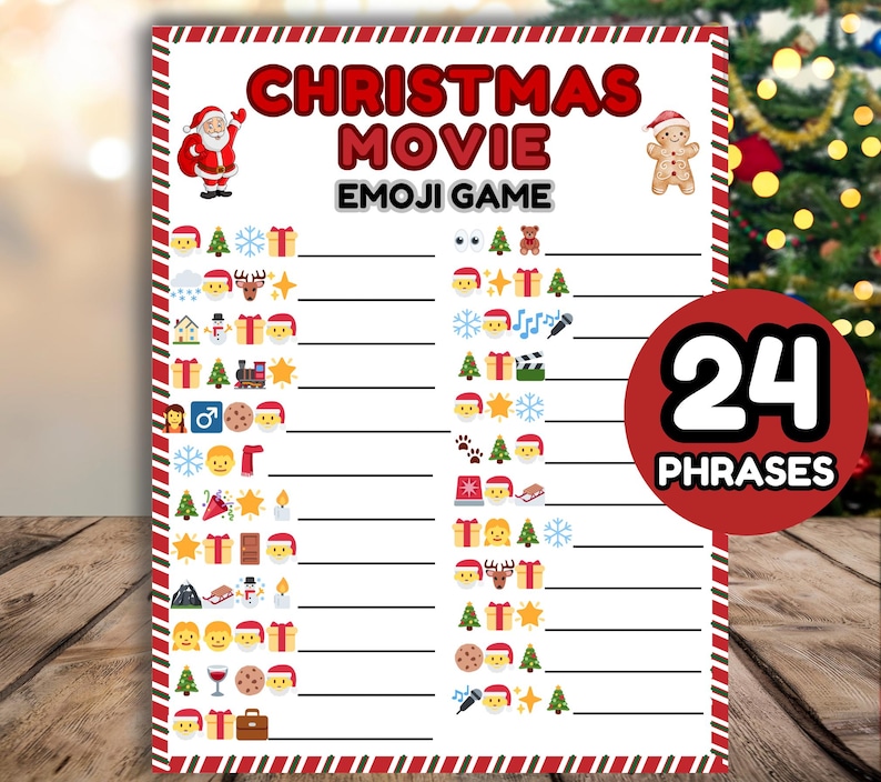 Christmas Movie Emoji Game, Printable Holiday Movie Guess Digital ...