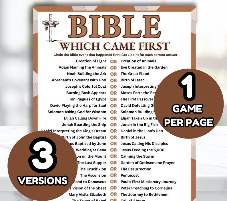 Bible Game Bundle, Bible Trivia, Bible Which Came First, Bible ...