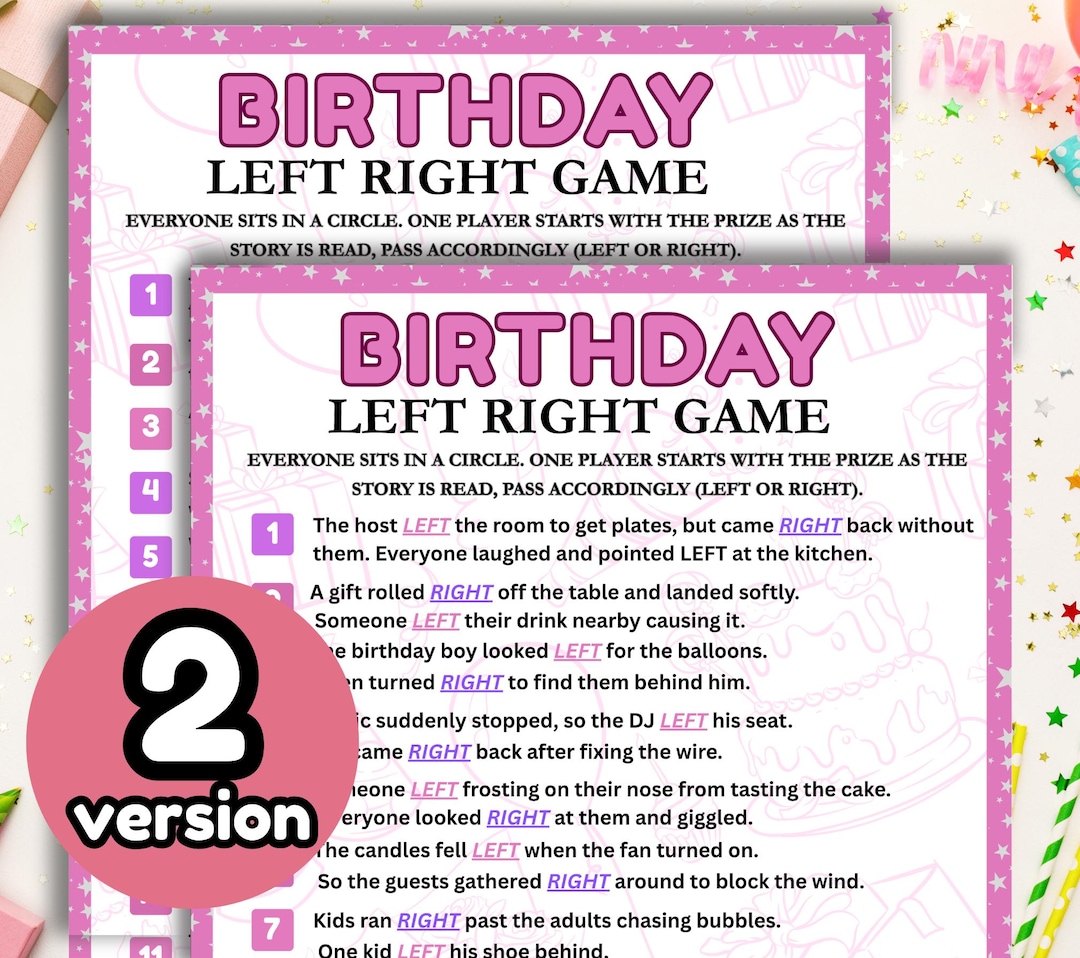 Left Right Birthday Game, Pass the Gift Story Activity, Kids and Teen ...
