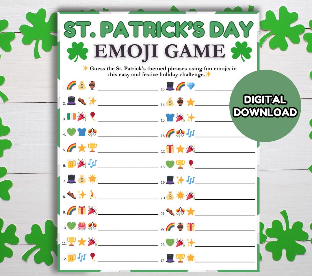 St Patricks Day Emoji Pictionary Game, St Patricks Day Games, St ...