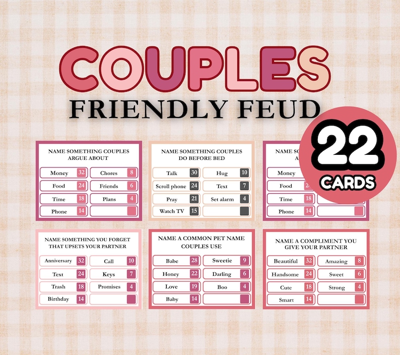 Couple Friendly Feud Game, Fun Game for Couples, Couple Activity Date ...