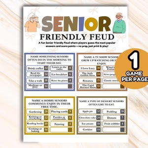 Senior Friendly Feud Game, Fun Senior Games for Senior Citizens, Senior ...
