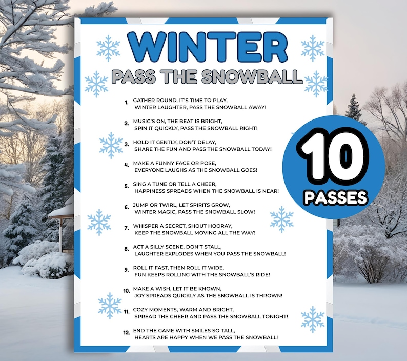 Pass the Snowball, Fun Winter Pass the Prize Game for Kids, Winter ...
