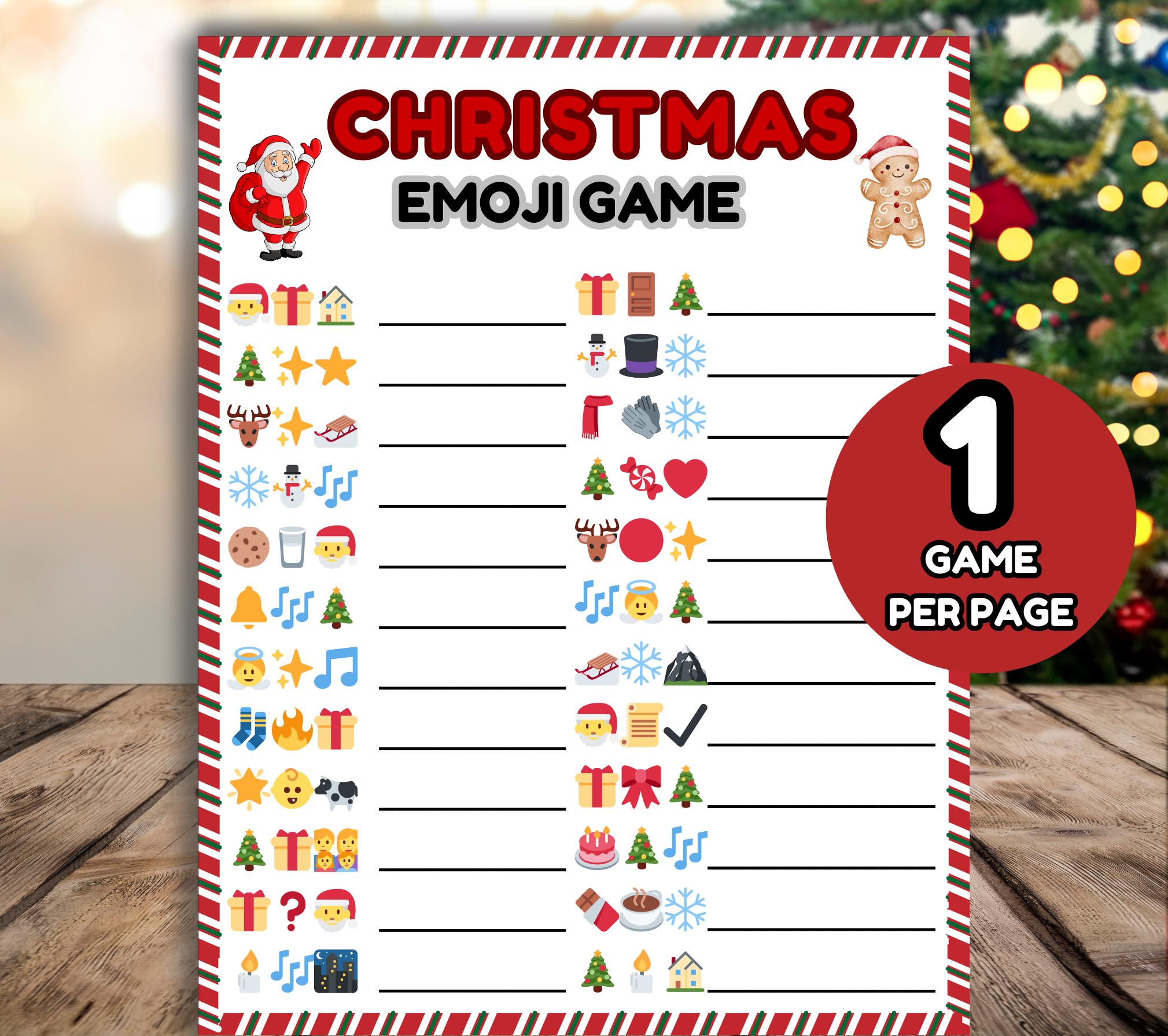 Christmas Emoji Game Printable, Quiz Printable Pictionary Emoji Game ...