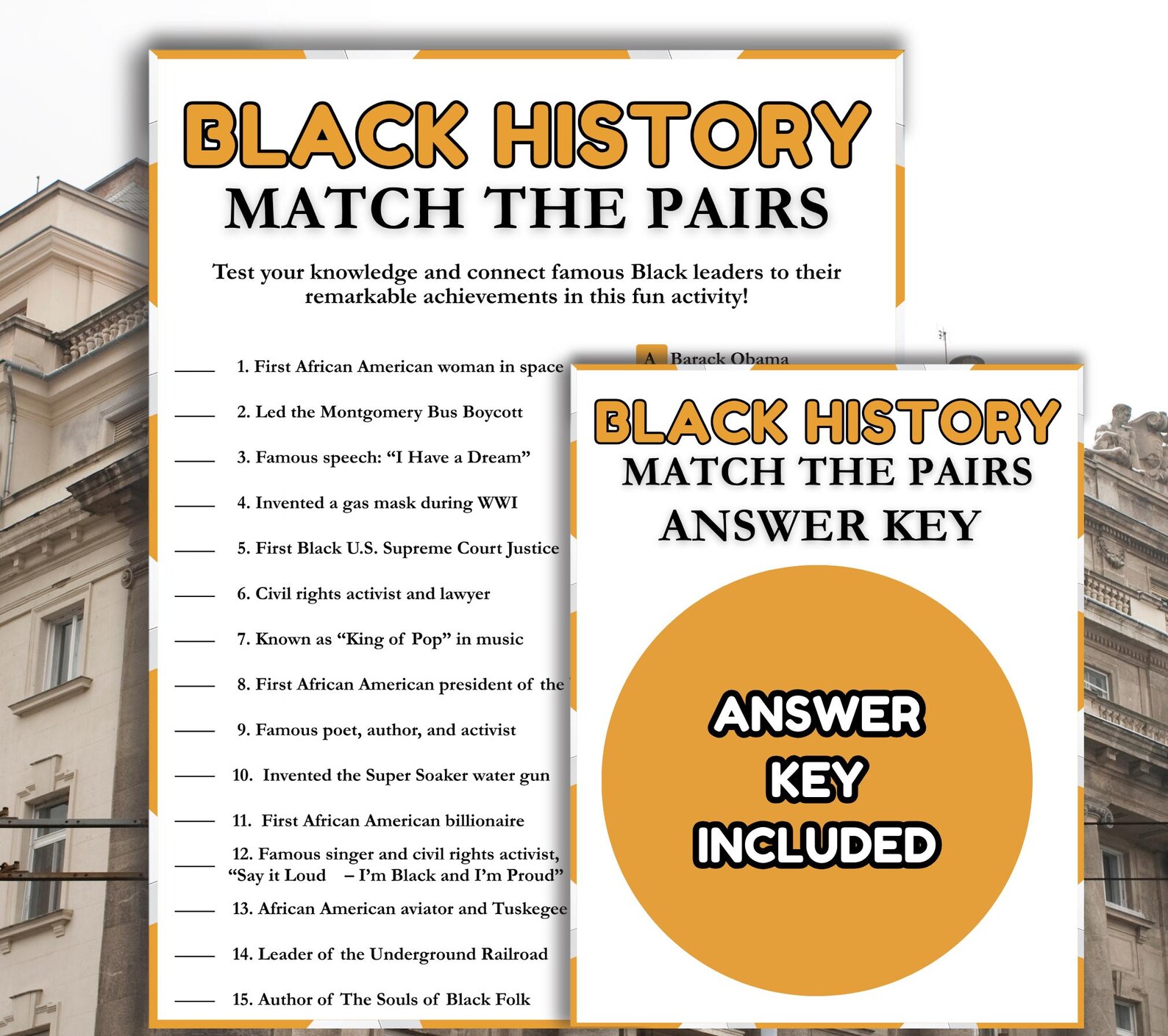 Black History Match the Pairs Game, Fun Black History Month Game for ...