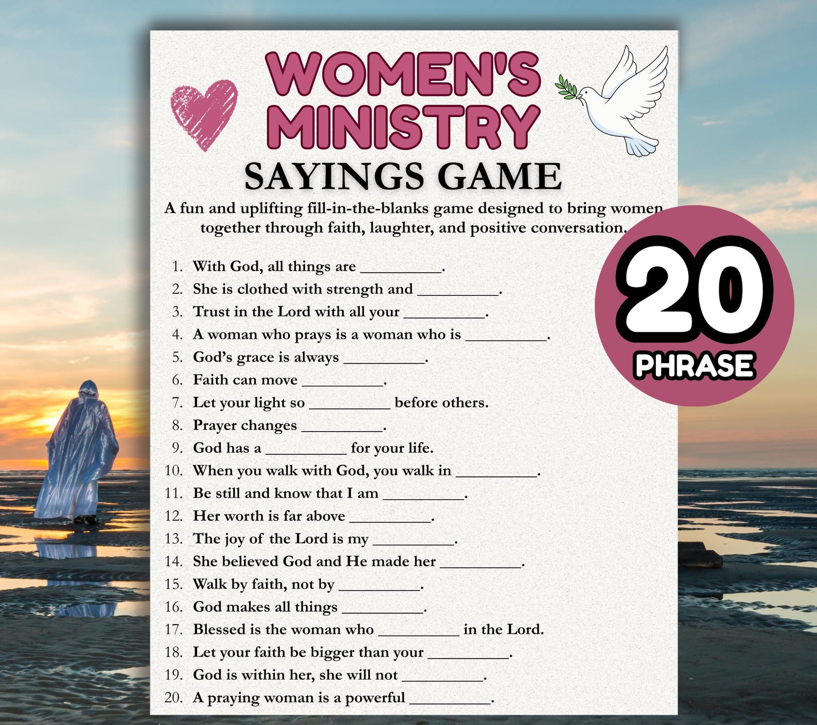Women’s Ministry Sayings Game, Fun Christian Trivia for Womens ...