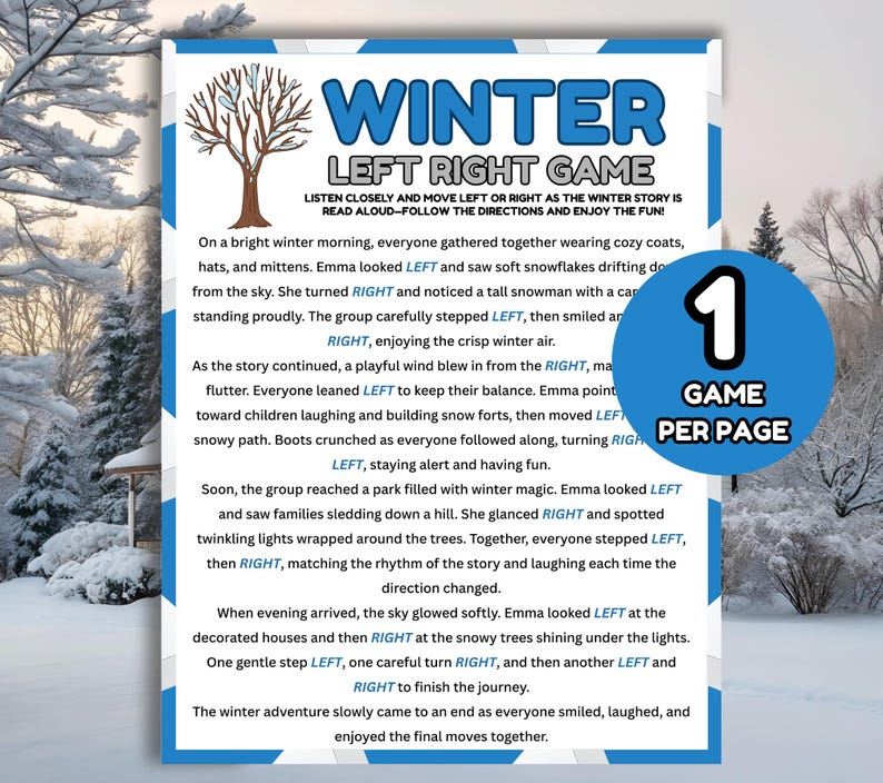 Winter Left Right Game, Fun Winter Game for Adults Kids, Winter Pass ...