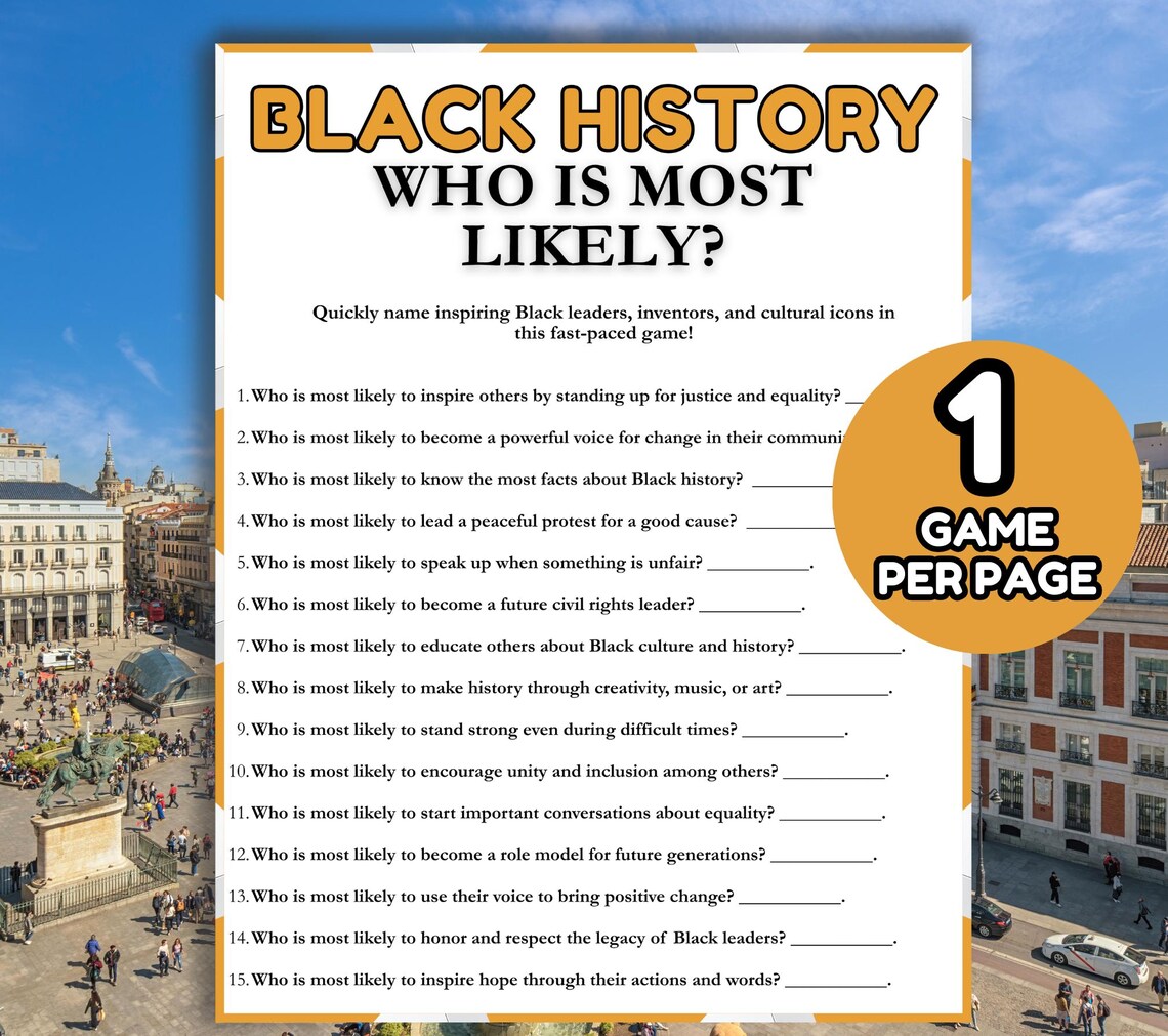 Black History Month Who is Most Likely Game, Fun Printable Black ...