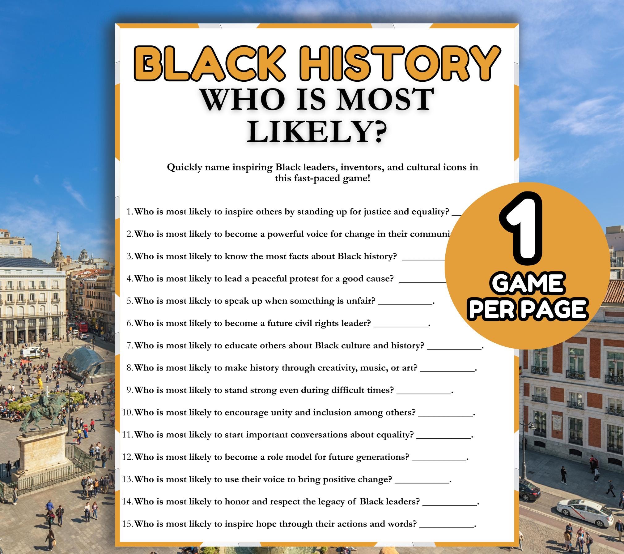 Black History Month Who is Most Likely Game, Fun Printable Black ...