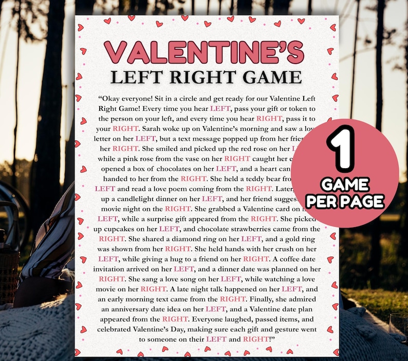 Valentine Left Right Story Game Printable, Pass the Poem Gift Exchange ...