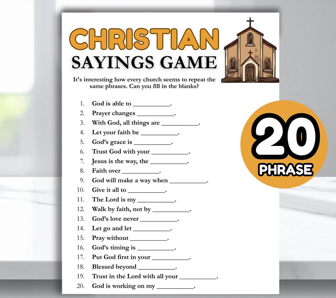 Christian Sayings Game, Fun Christian Trivia for Kids and Adults, Bible ...