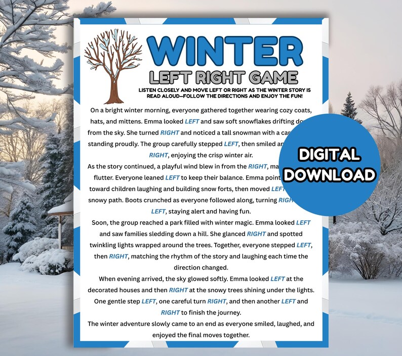 Winter Left Right Game, Fun Winter Game for Adults Kids, Winter Pass ...