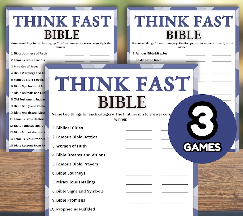 Bible Think Fast Game Printable, Quick Intermediate Christian Games ...