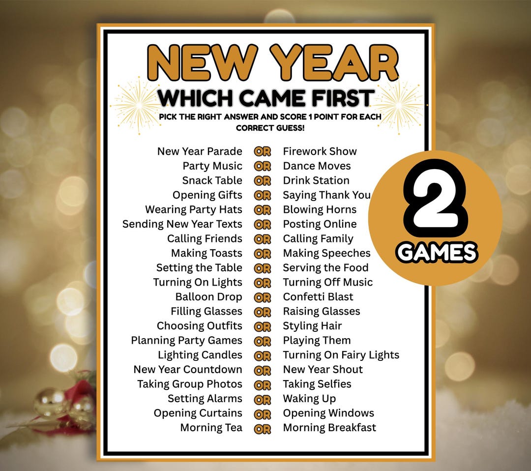New Year Which Came First Game, Printable Trivia Questions, NYE Party ...