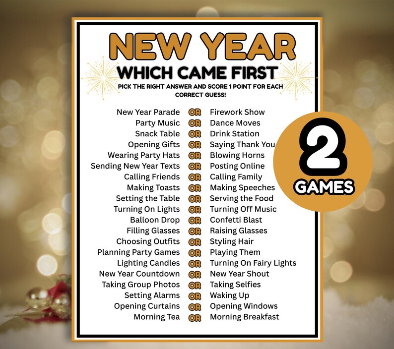 New Year Which Came First Game, Printable Trivia Questions, NYE Party ...