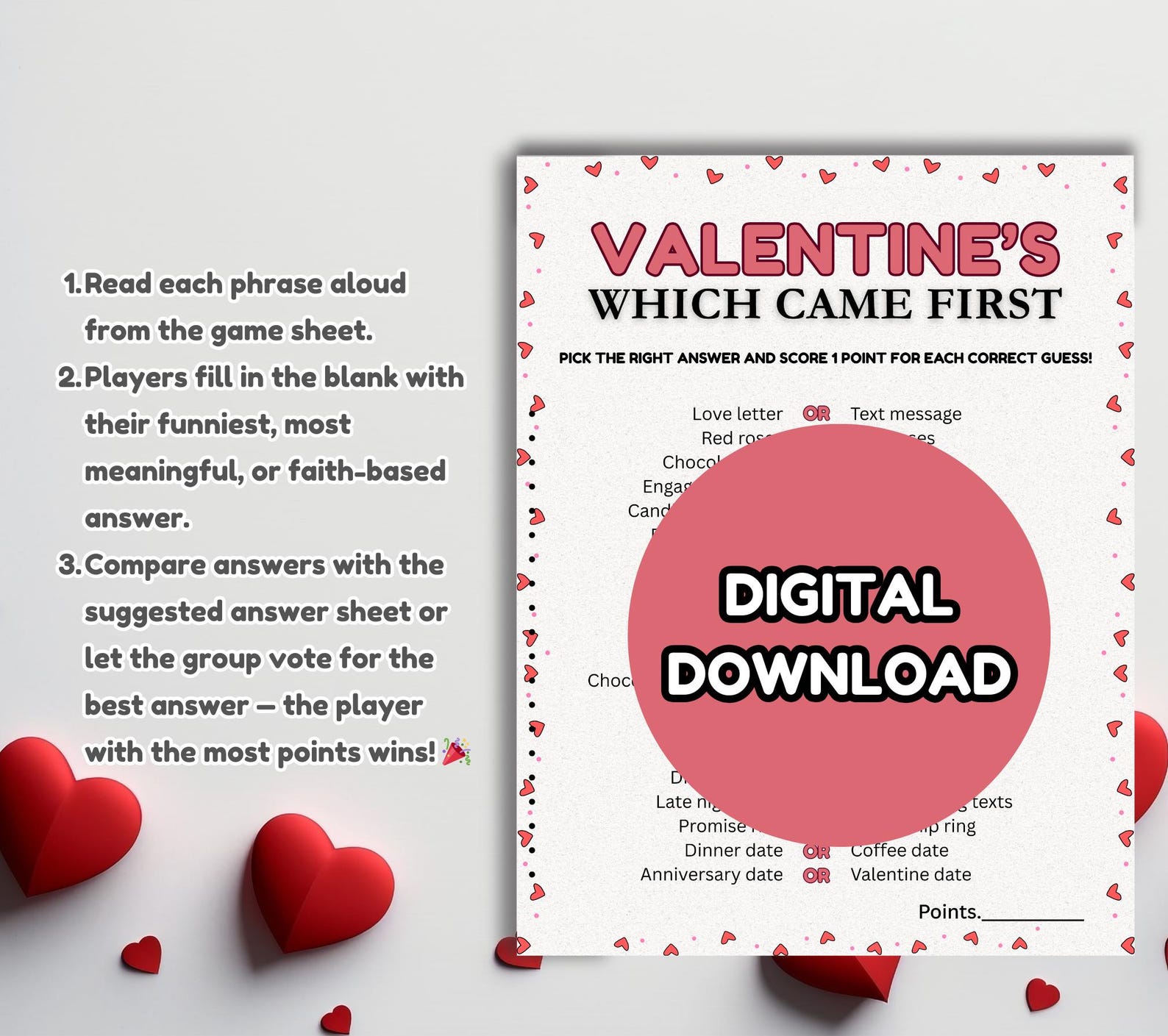 Valentine Which Came First Game Printable, Valentine Trivia With ...