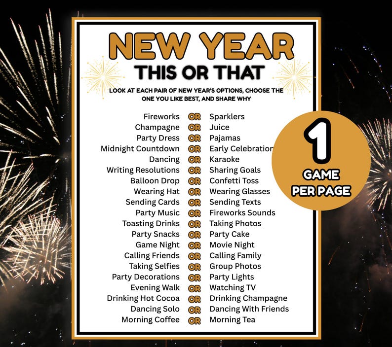 New Year This or That Game, Printable Would You Rather, New Years Eve ...