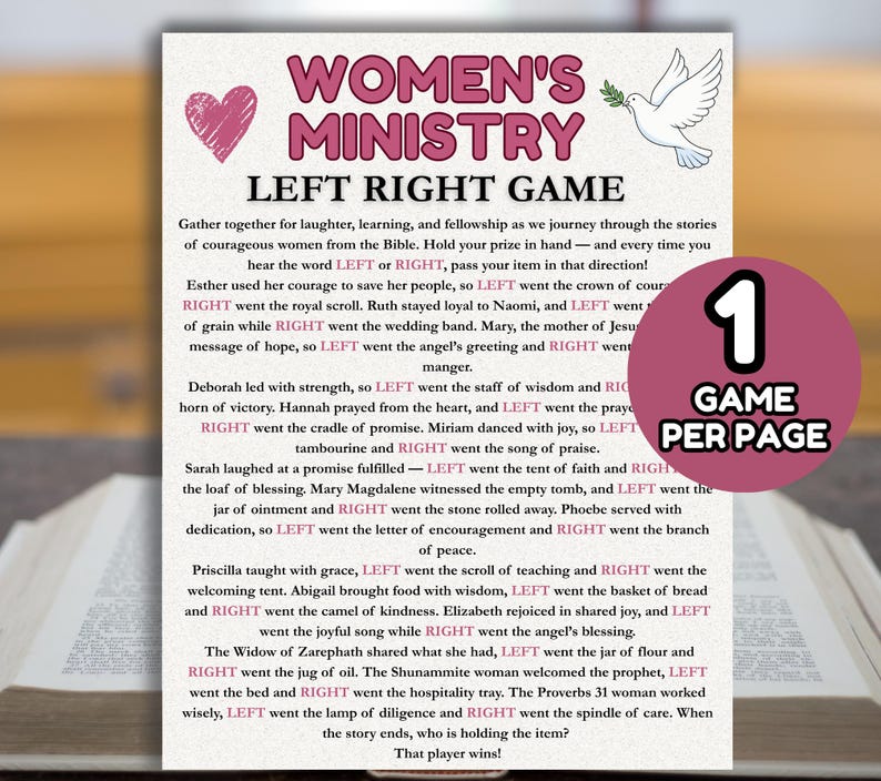 Women of the Bible Left Right Game, Women in Bible Women's Ministry ...