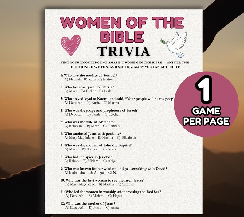 Womens Ministry Games, Women of the Bible Trivia Game Printable ...