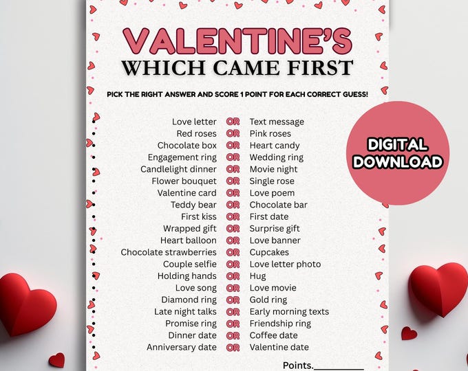 Valentine Which Came First Game Printable, Valentine Trivia With ...