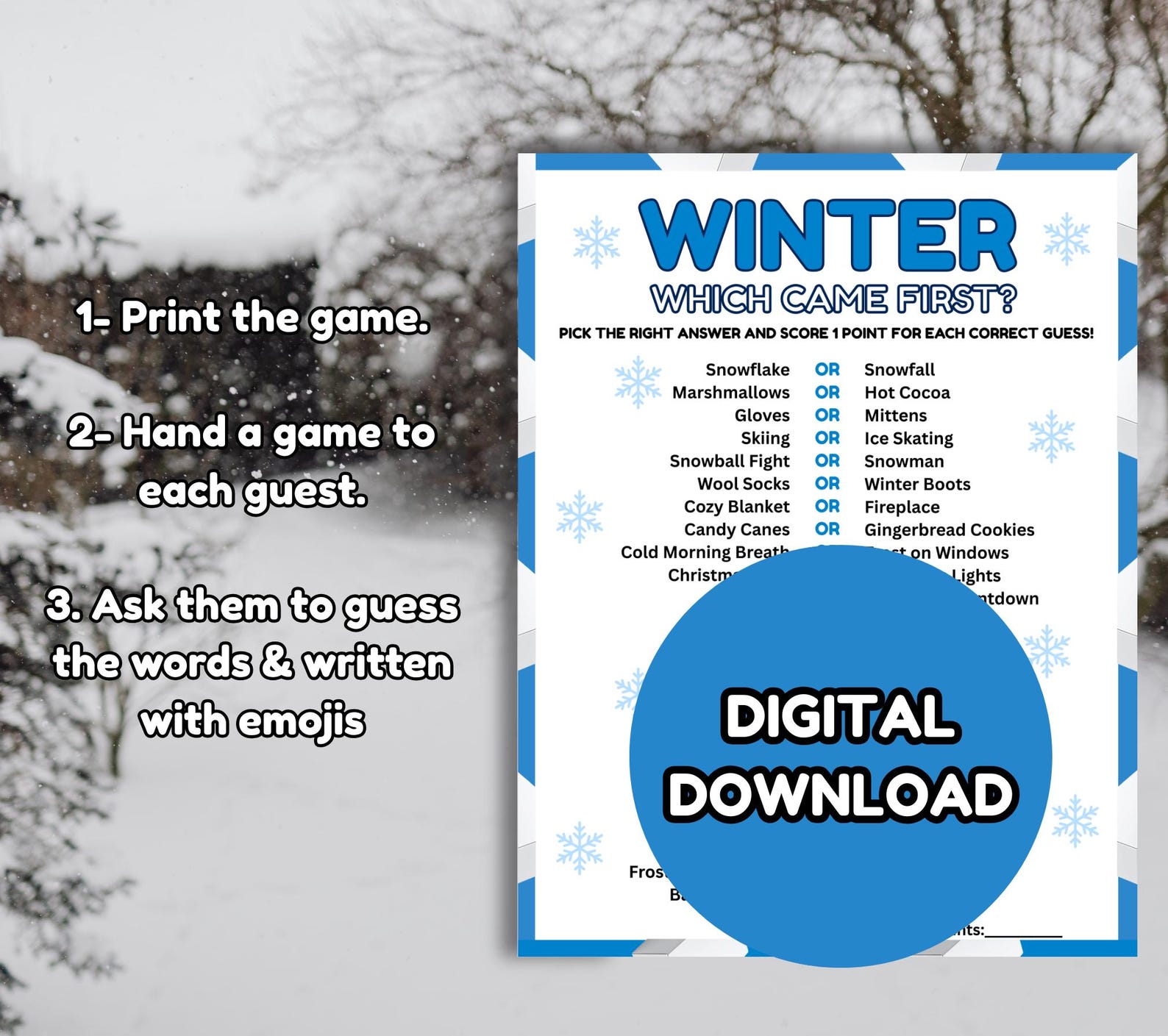 Winter Which Came First Game, December January Trivia Games Snow Day ...