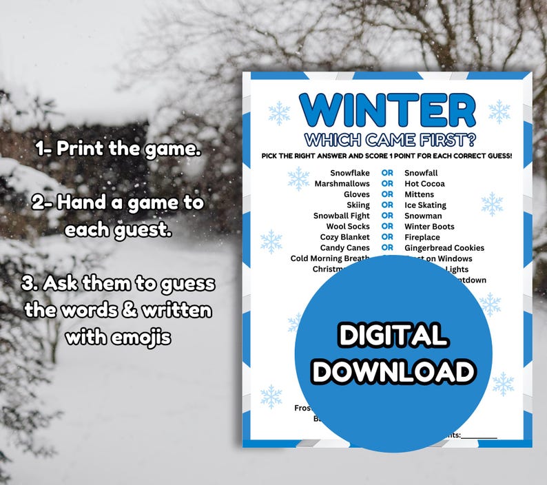 Winter Which Came First Game, December January Trivia Games Snow Day ...
