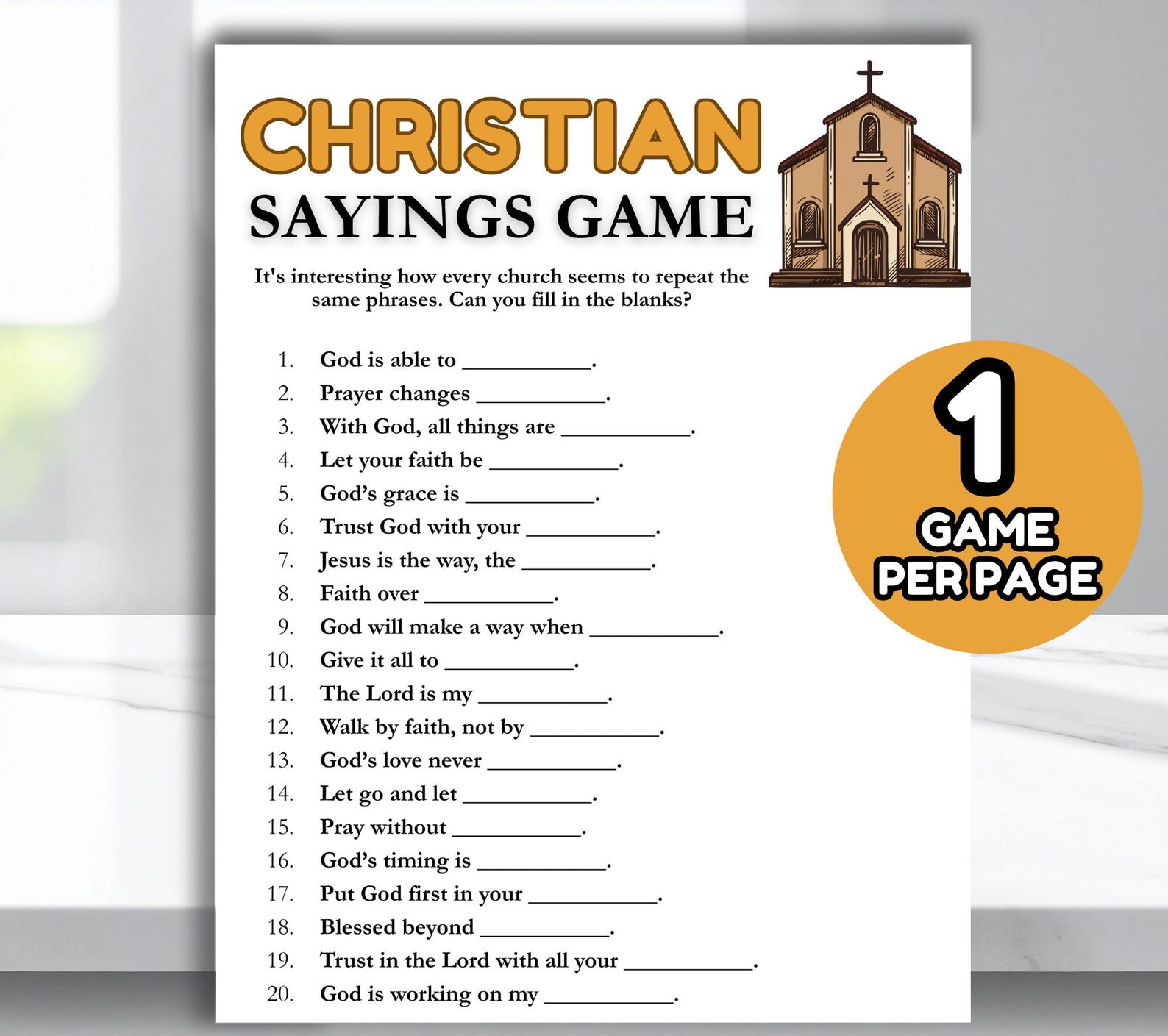 Christian Sayings Game, Fun Christian Trivia for Kids and Adults, Bible ...