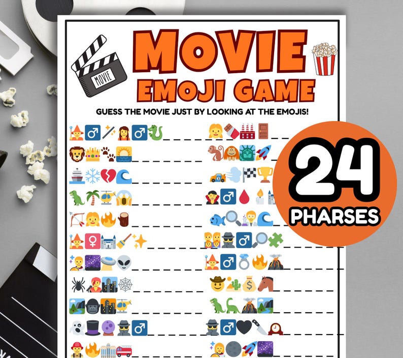 Movie Emoji Pictionary | Emoji Movie Guessing Game | Printable Games ...