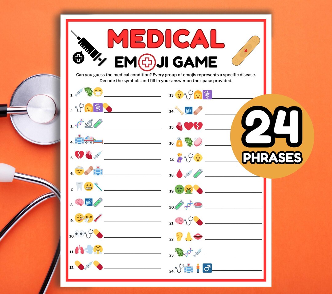 Medical Emoji Game Printable Healthcare Game Nursing Emoji Quiz Nurses ...