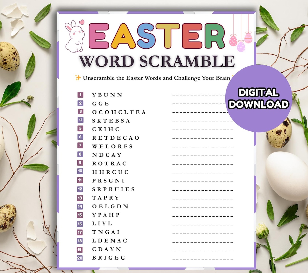 Easter Word Scramble Game, Printable Easter Game, Fun Activity Word ...